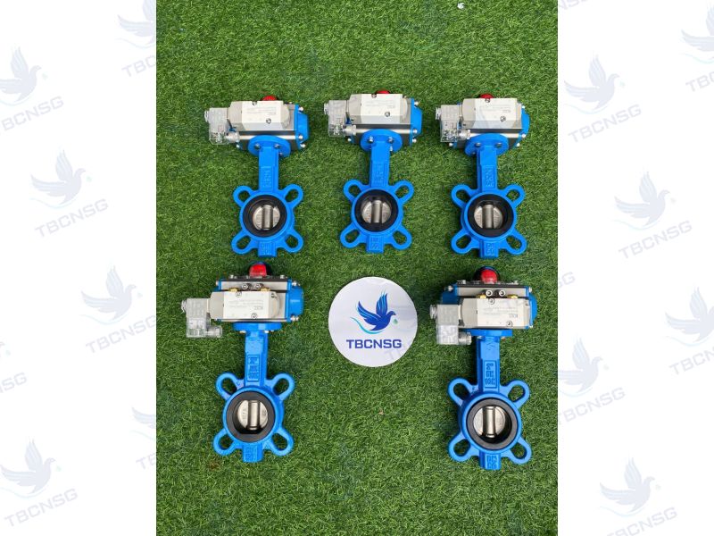 Van bướm gang KST LUG PN16 điều khiển khí nén