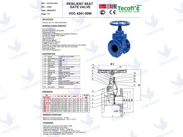 Van cổng Tecofi PN10 / PN16 | Thiết Bị Công Nghiệp Sài Gòn